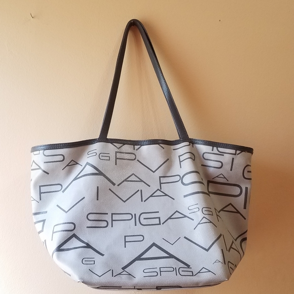 Via Spiga | Bags | Via Spiga Grey Signature Branded Oversized Tote Bag ...